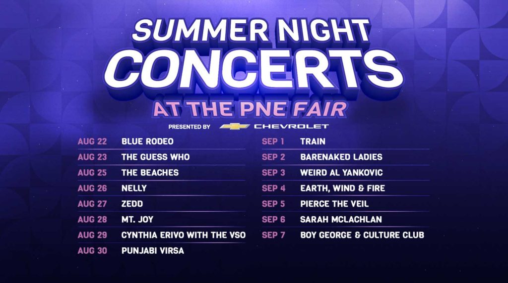 PNE Summer Night Concerts 2026 - Vancouver Page
