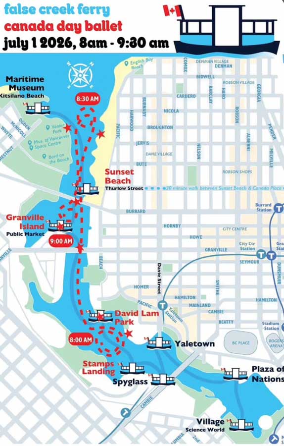 Canada Day Ferry Ballet 2026 on False Creek + Map - Vancouver Page
